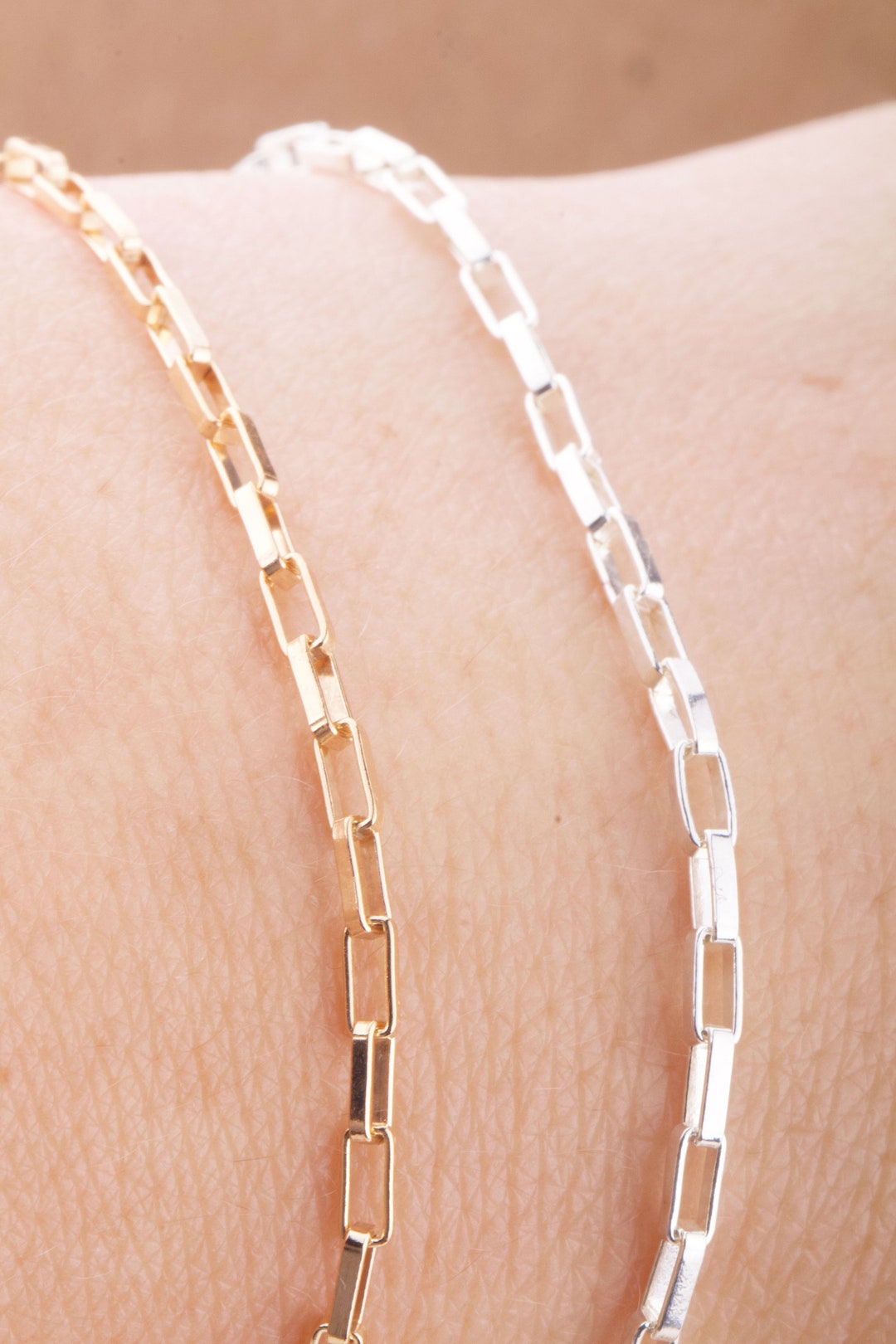 Long Box Unfinished Chain in Sterling Silver and Gold Filled, for ...