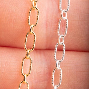 Texture Long and Short Chain by Foot in Sterling Silver, Gold Filled ...