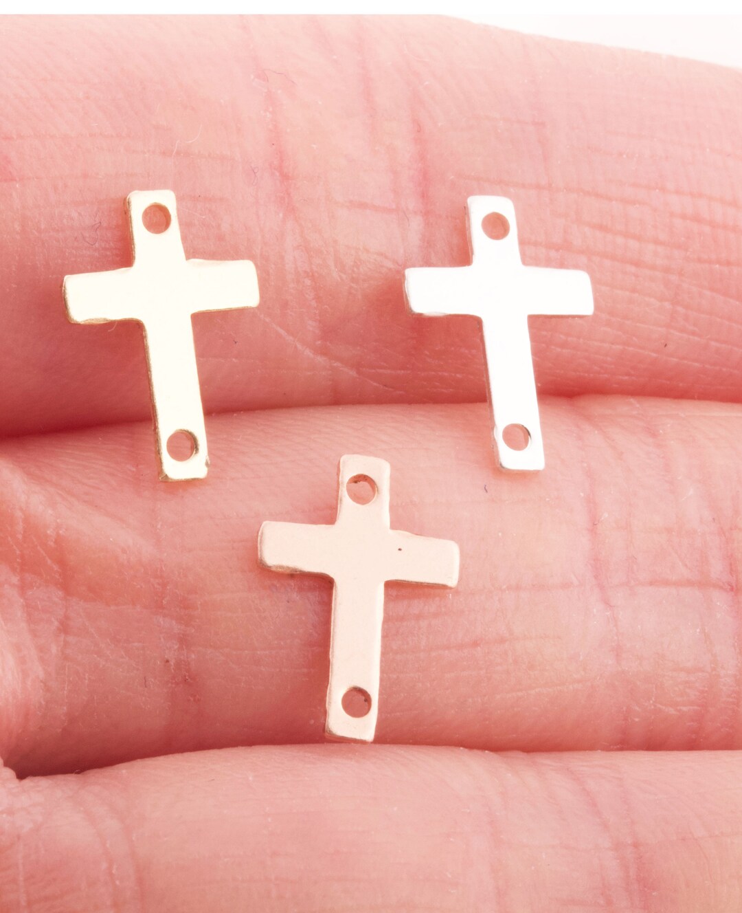 10 Pieces - 12mm X 8mm 24 Gauge Tiny Cross Stamping Connector, for ...