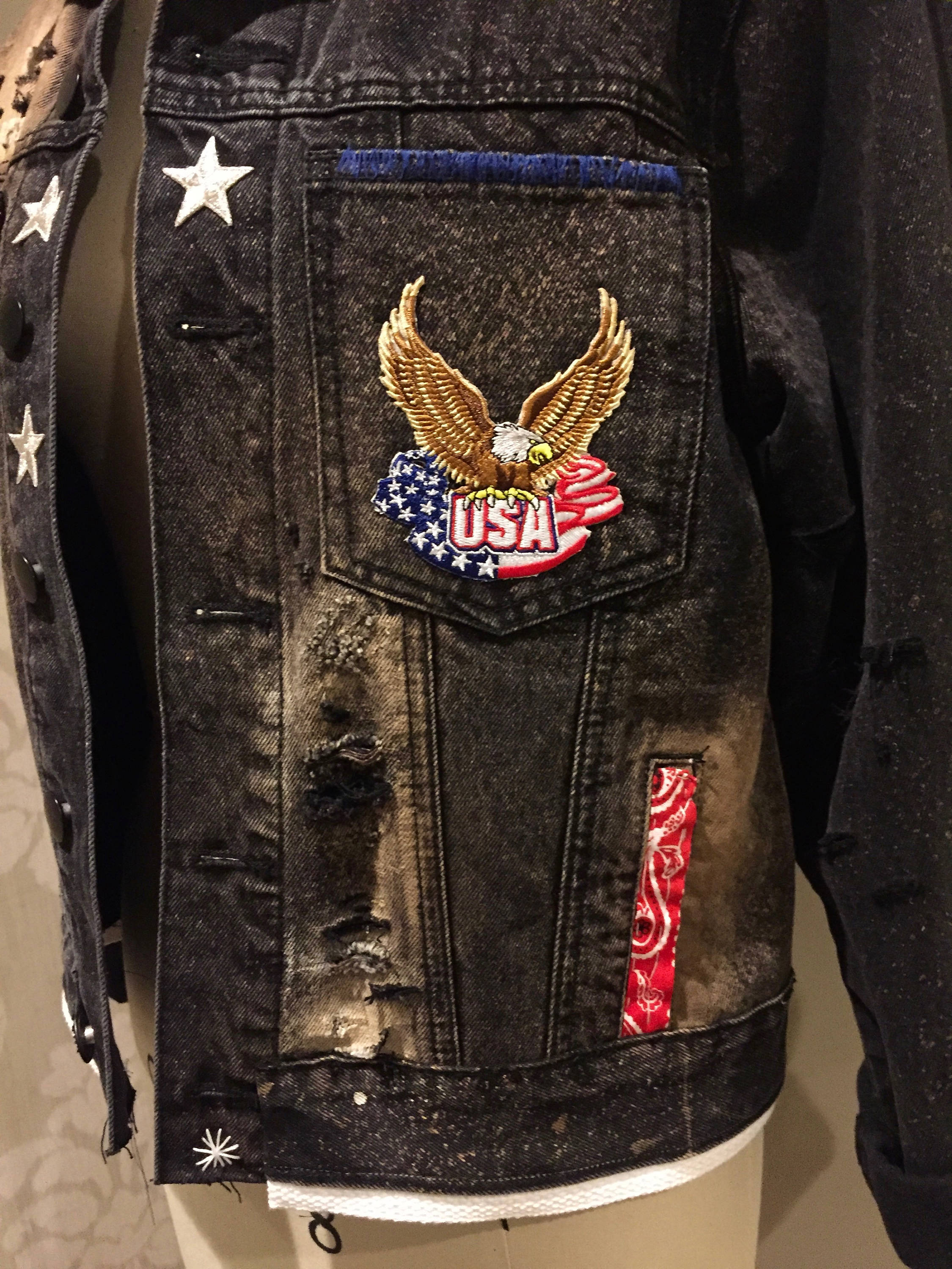 America Patchwork Denim Jacket - Etsy