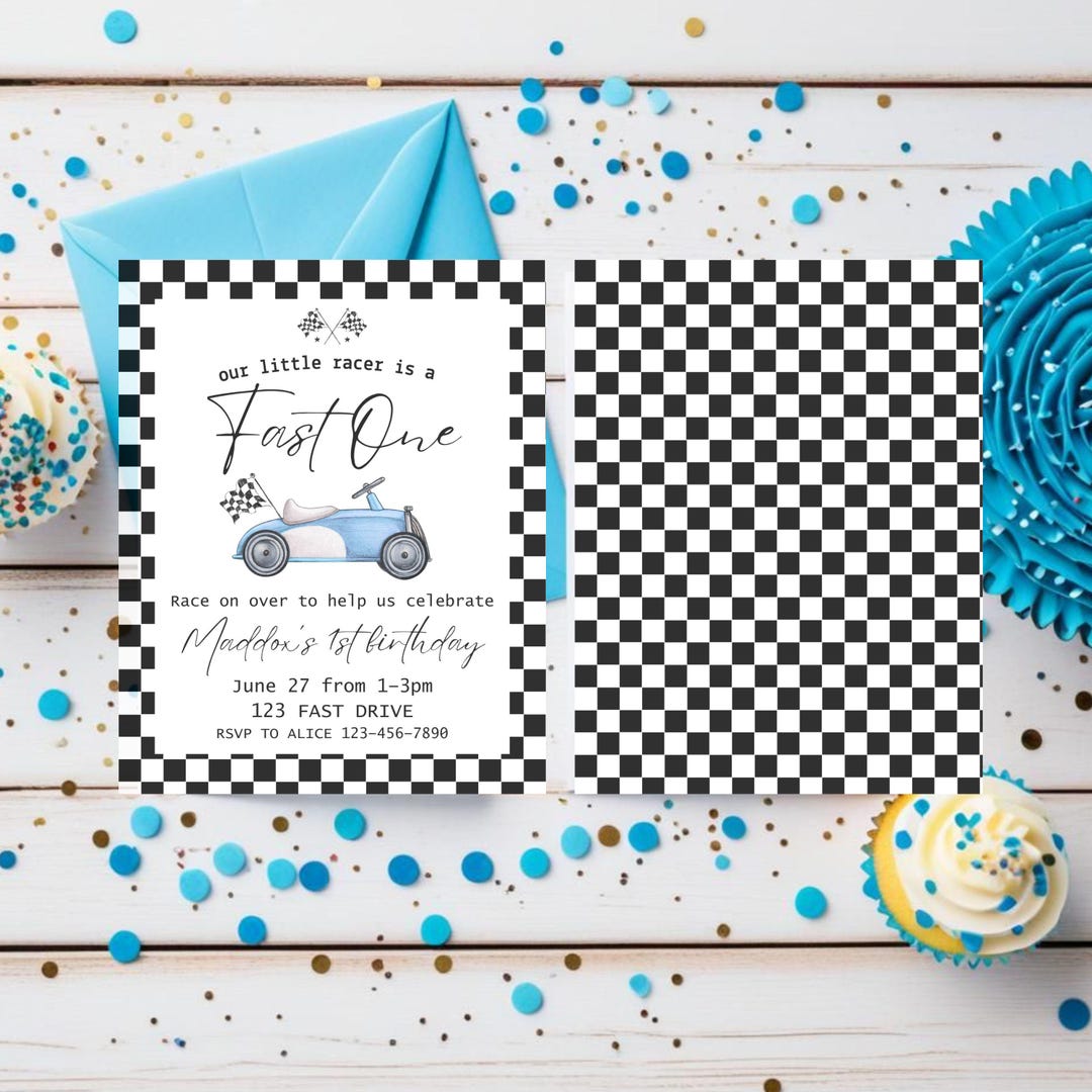 Fast One Birthday Invitation: Race Car Theme (digital Template) - Etsy