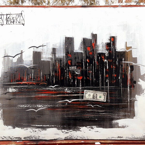 Mid Century Cityscape Painting - Etsy