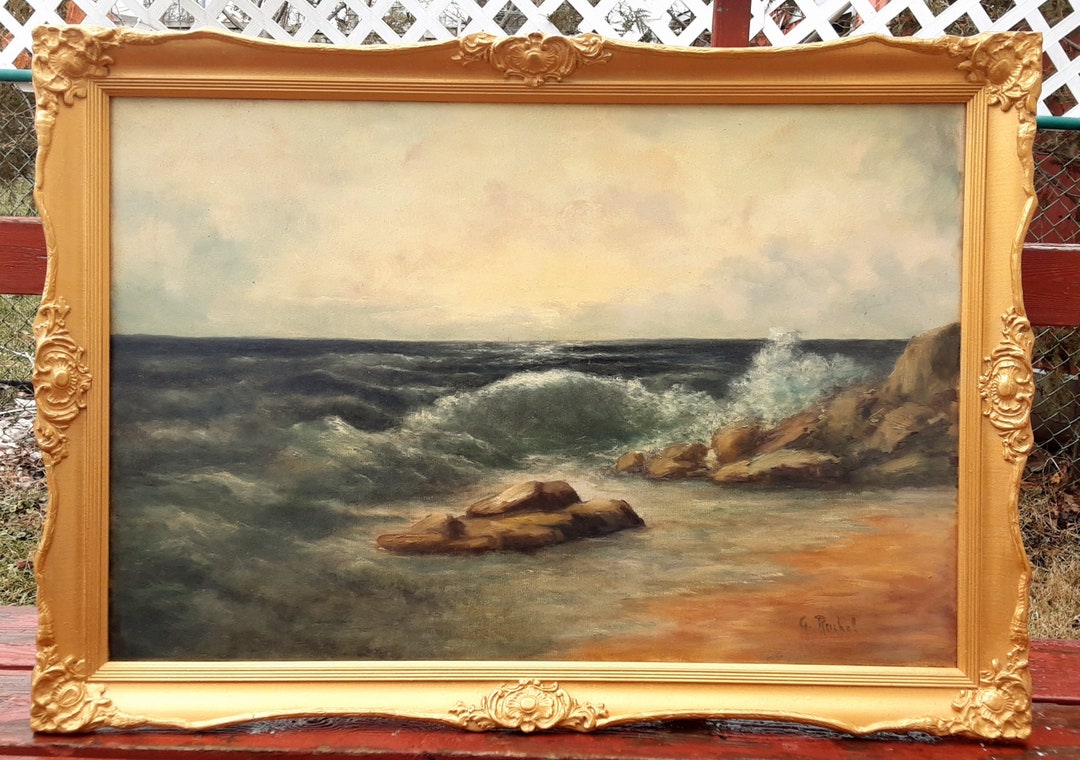 Amazing Find Listed Artist G Reichel Signed Antique Oil Canvas Dramatic ...