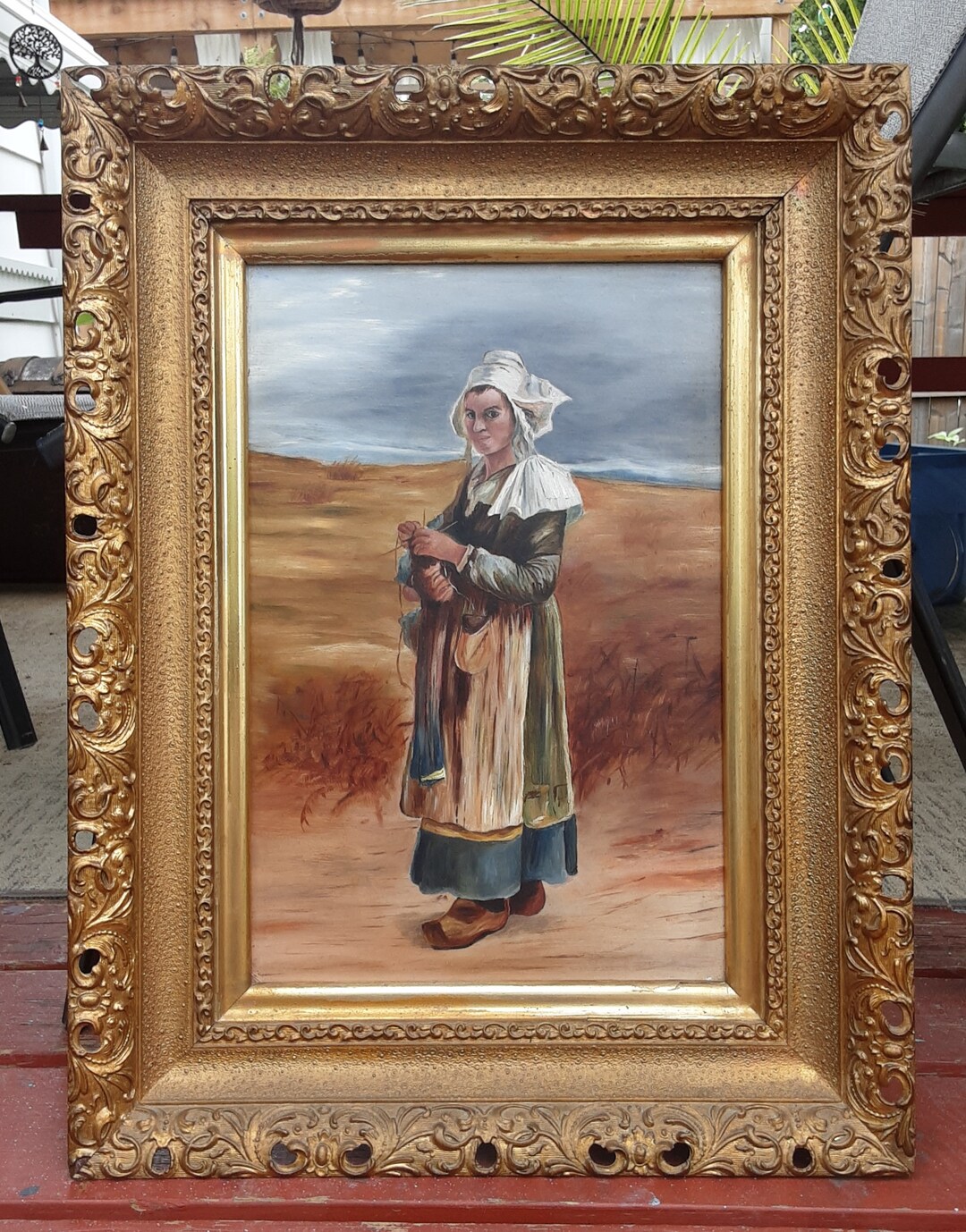 Dramatic Rare 19th Century Oil Painting Portrait Dutch Girl by Walter ...