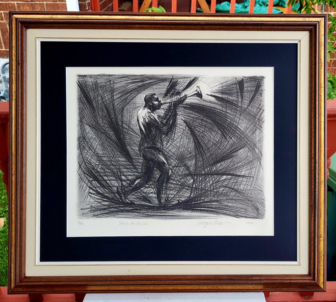 Estate Find Lithograph American Listed Artist Whitfield Carter Jazz ...