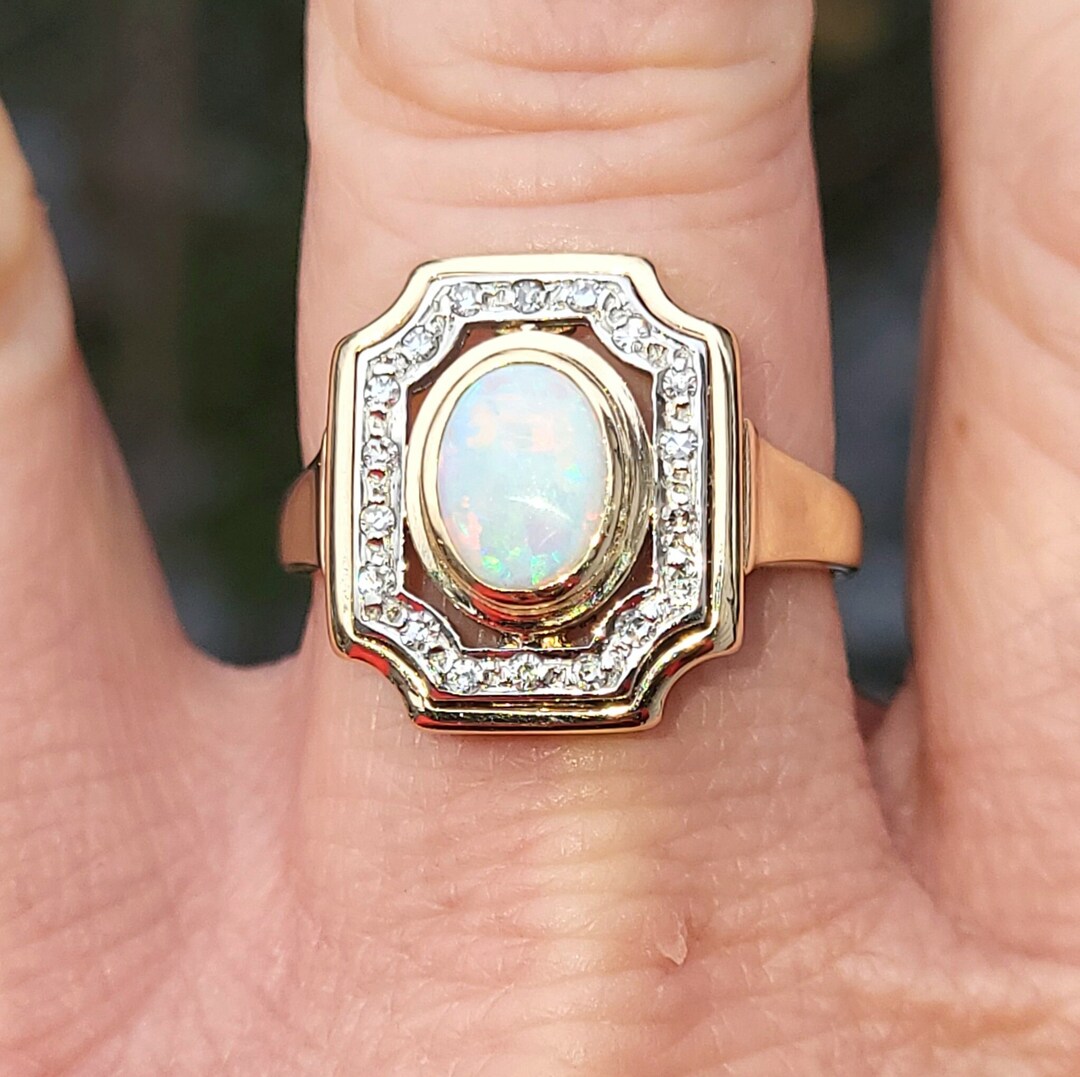 Amazing Rare 1970-80s Vintage Classic 10k Yellow White Gold Oval Shaped ...