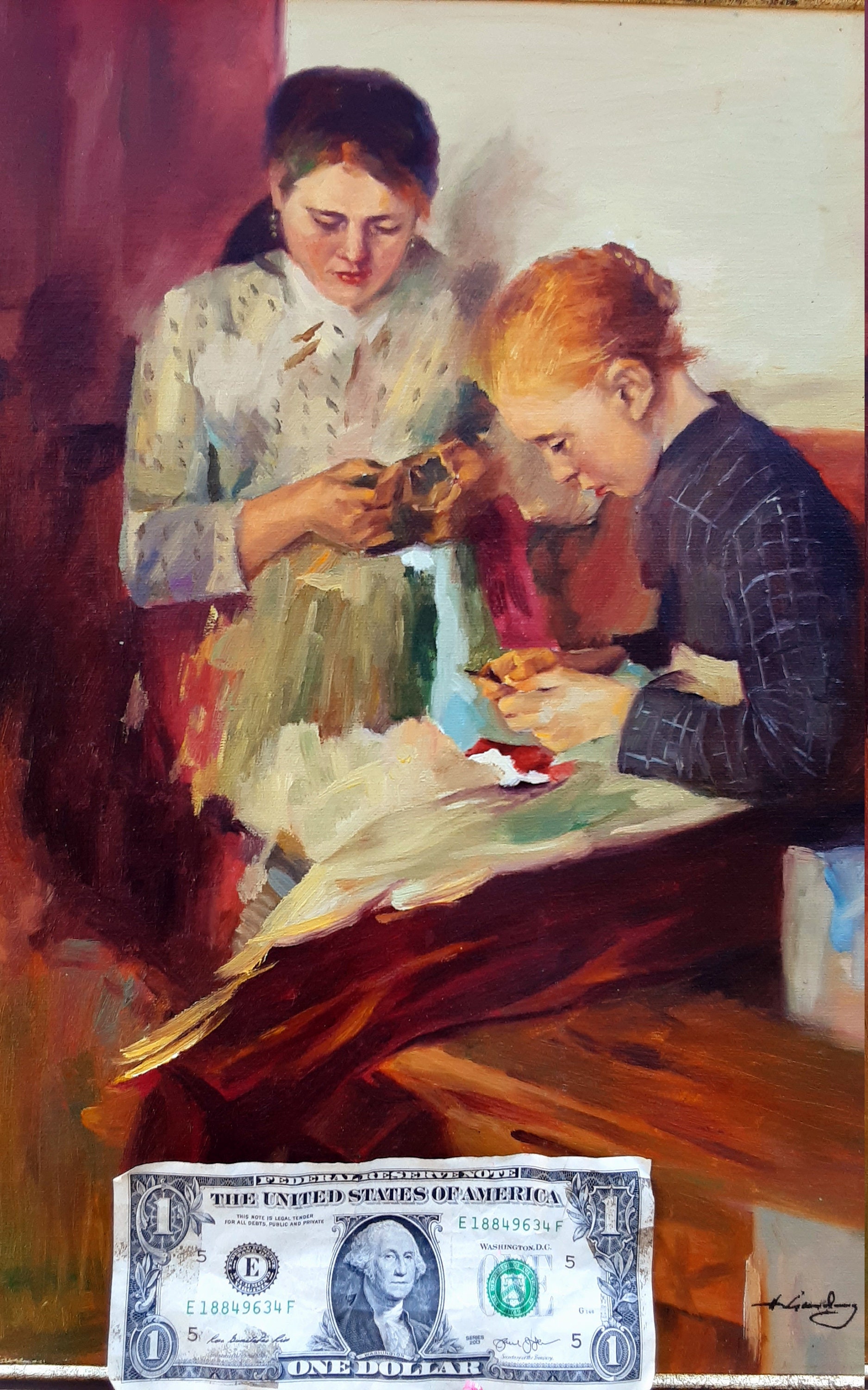 Rare Stunning Vintage Impressionist Oil Painting on Canvas Children ...
