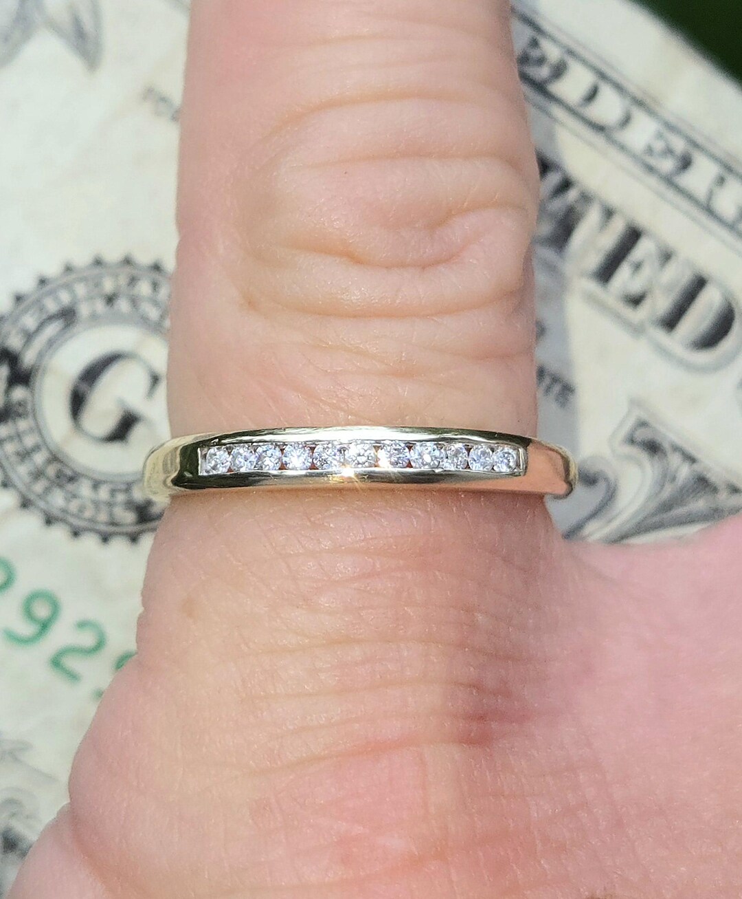 Vintage 1980s Amazing 10k Yellow White Gold 11 Sparkling Channel Set ...