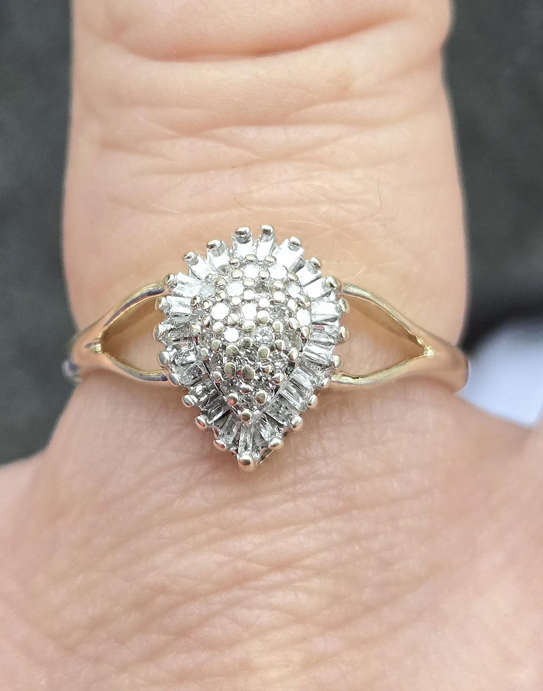 Stunning Estate Vintage 1980s 10K Yellow Gold Pear Shape Design Genuine ...
