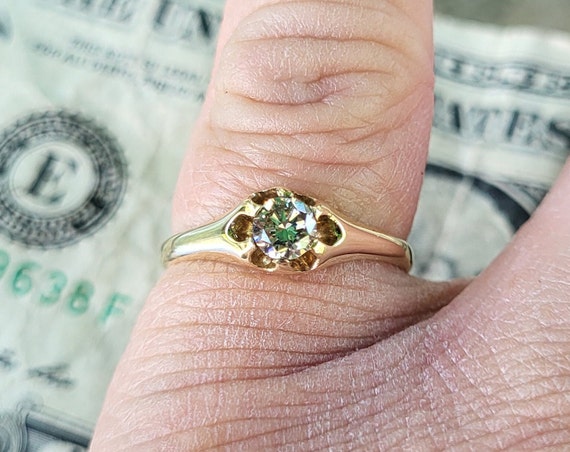 Rare Estate Antique 1940s diamond Belcher style ladie… - Gem