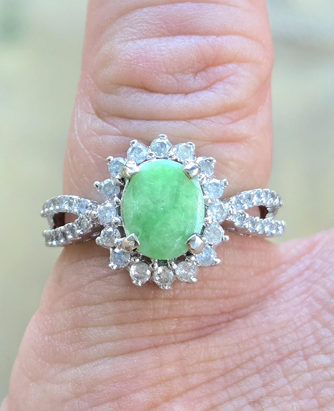 Amazing Estate Vintage 1980-90s 10K White Gold Diamond and Oval Shaped ...