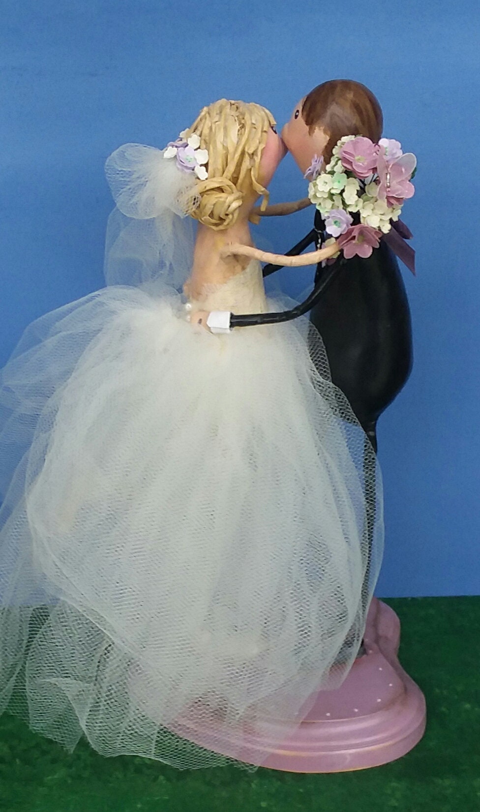 Whimsical Bride and Groom Cake Topper/gift Made of Paper Mache and and ...