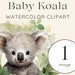 Baby Koala Clipart, Watercolor Koala Clipart, Koala PNG, Nursery ...