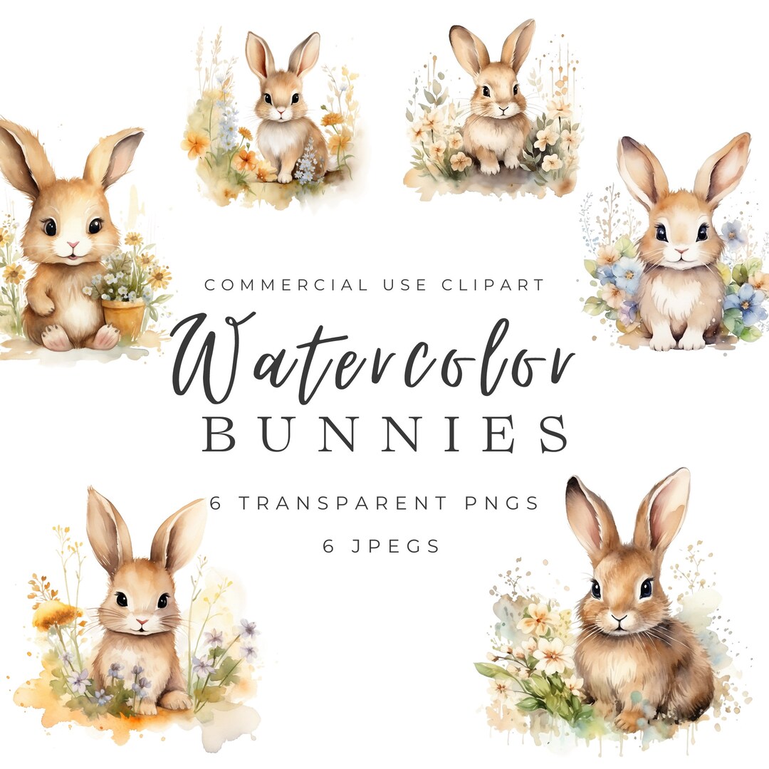 Watercolor Bunny PNG, Easter Bunny PNG, Commercial Use, Spring Bunnies ...
