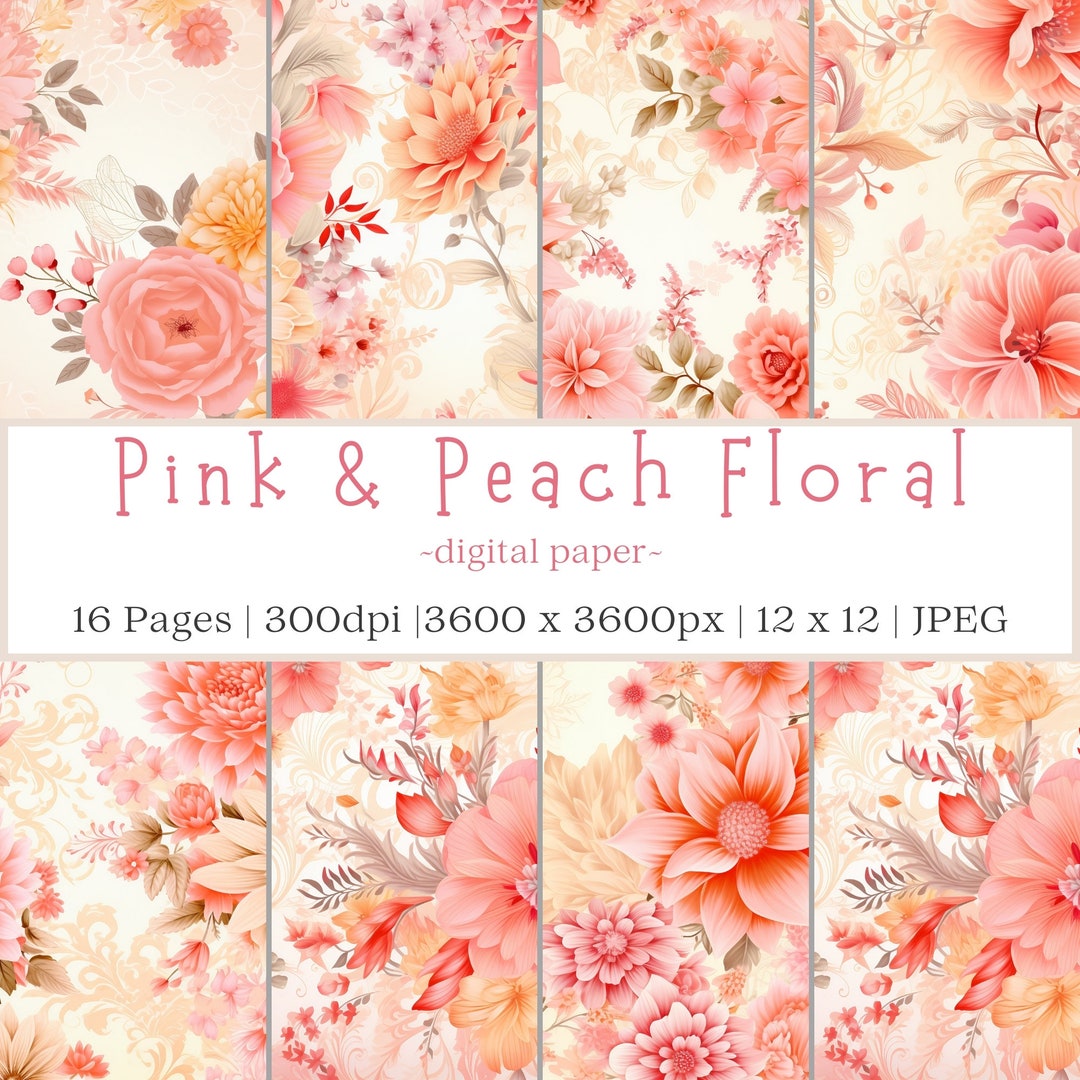 Floral Digital Paper, Digital Paper Pack, Commercial Use, Digital Paper ...