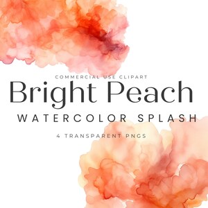 Peach Watercolor Color Splash Clipart, Peach Alcohol Ink Clipart ...