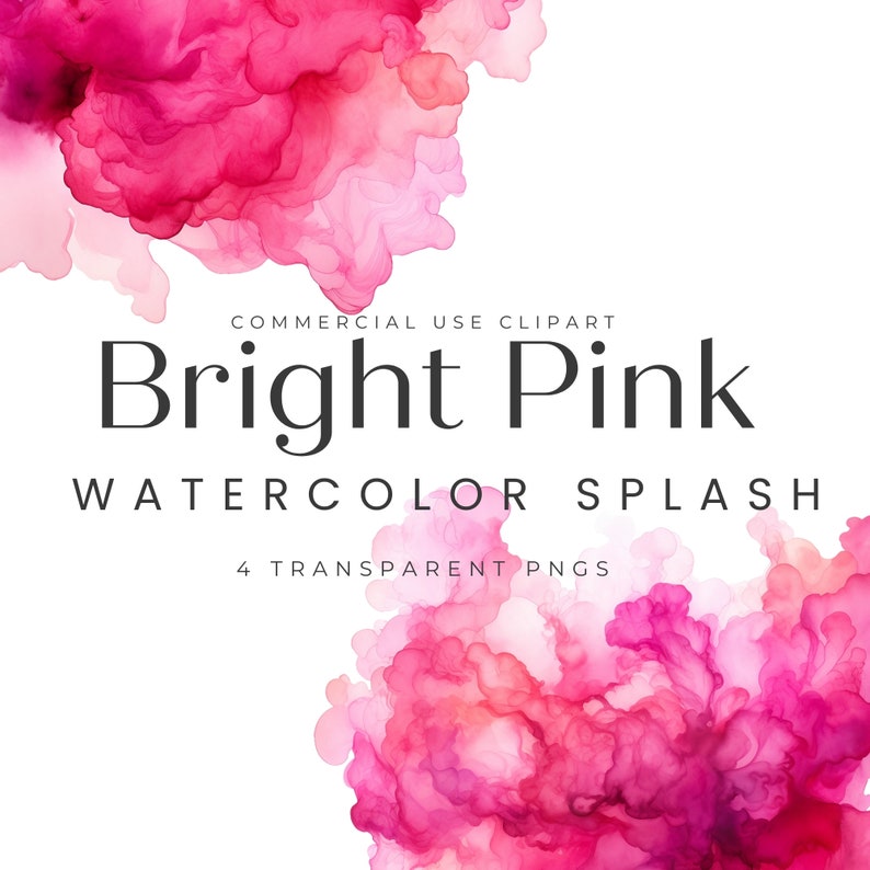 Pink Watercolor Color Splash Clipart, Pink Alcohol Ink Clipart ...