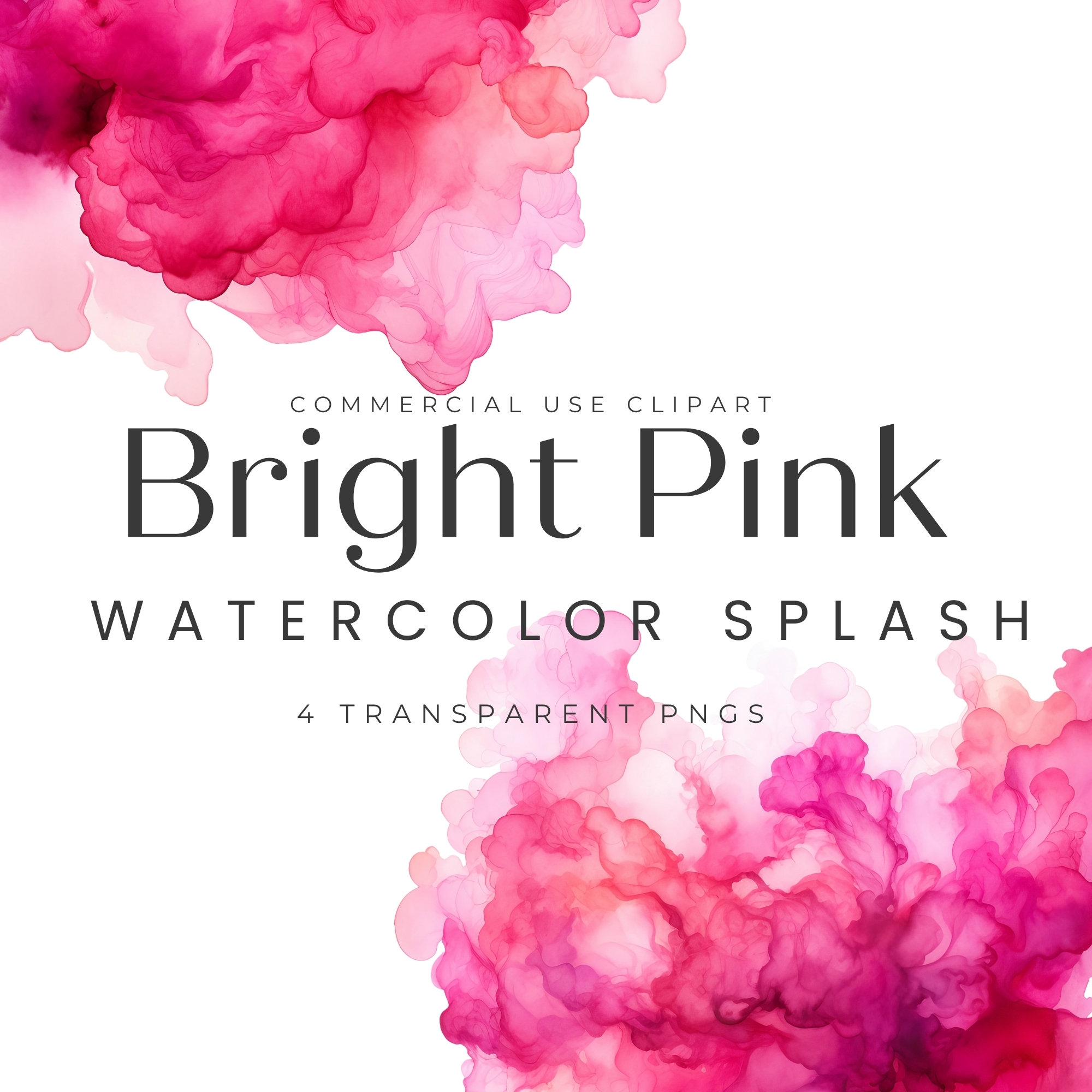 Pink Watercolor Color Splash Clipart, Pink Alcohol Ink Clipart ...