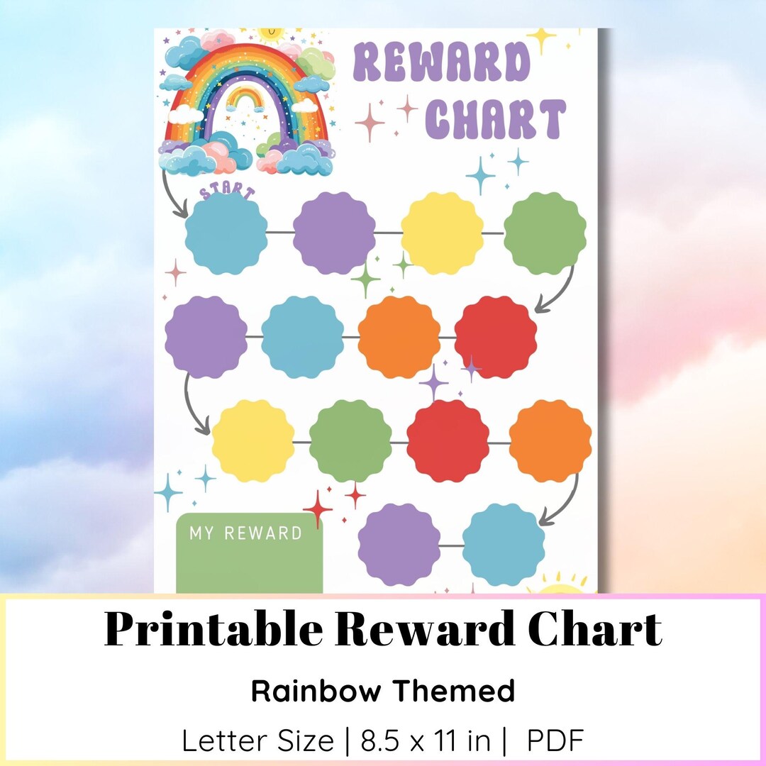 Rainbow Reward Chart for Kids | Printable Behavior Chart | Rainbow ...