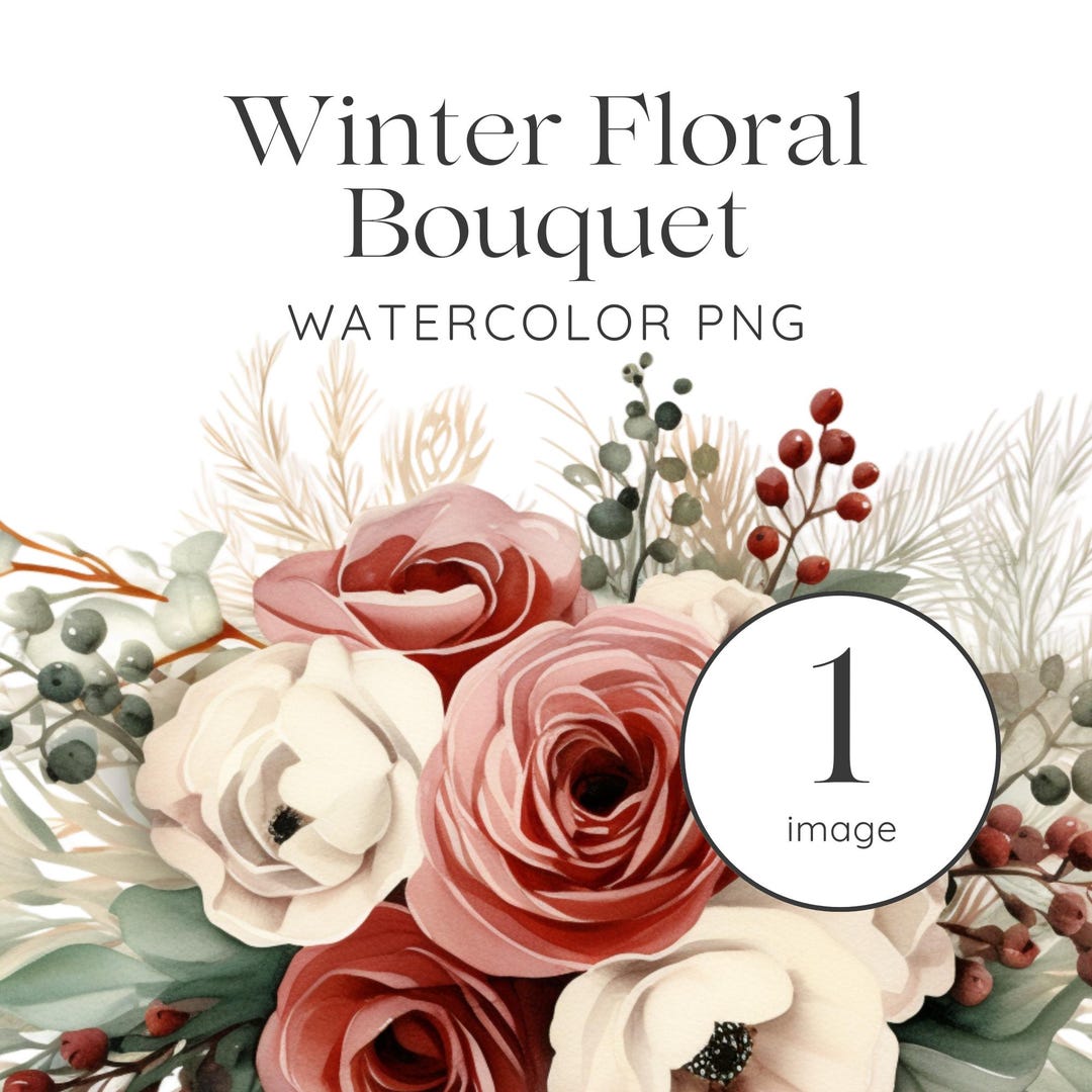 Winter Floral PNG Christmas Floral PNG Design for Holiday Crafts ...