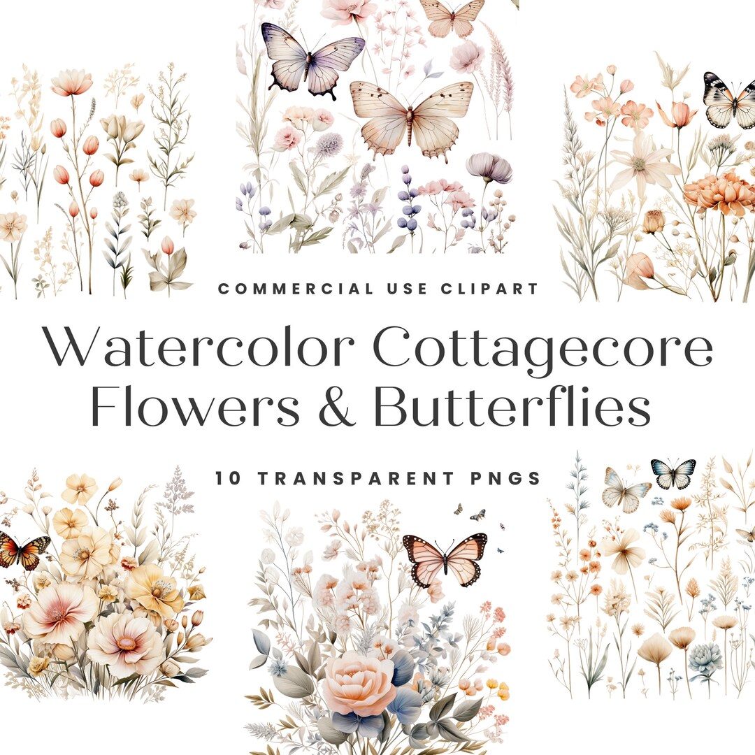 Cottagecore Floral Clipart, Cottagecore Flower PNG, Flowers and ...