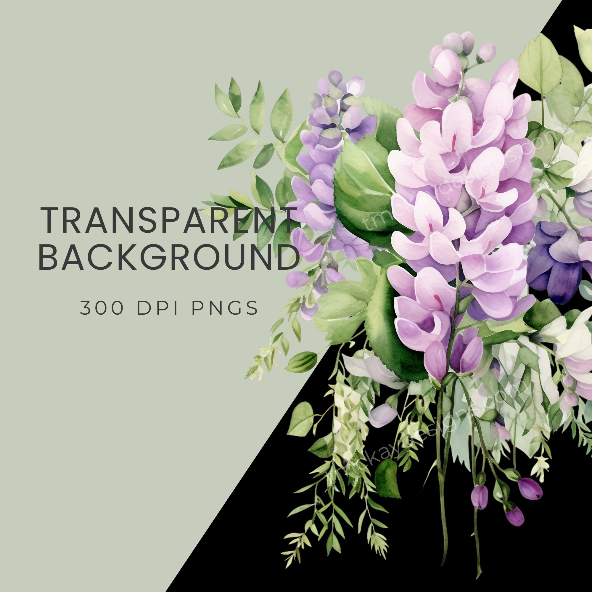 Purple Wisteria Flowers, Watercolor Wisteria Clipart, Invitation ...