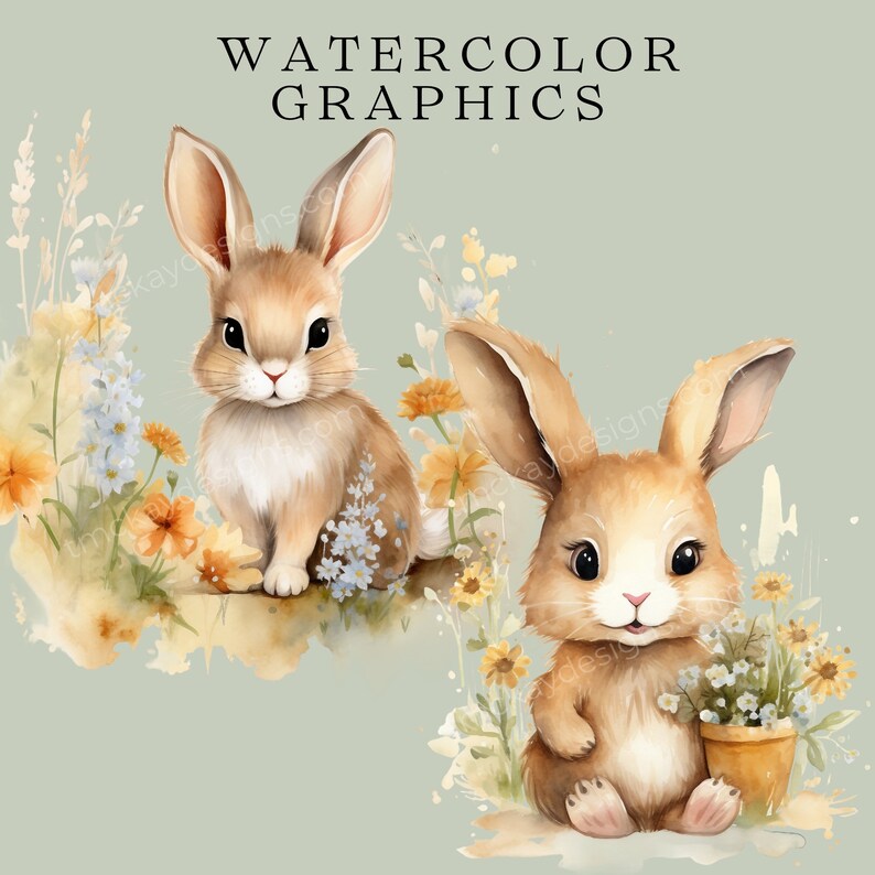 Watercolor Bunny PNG, Easter Bunny PNG, Commercial Use, Spring Bunnies ...