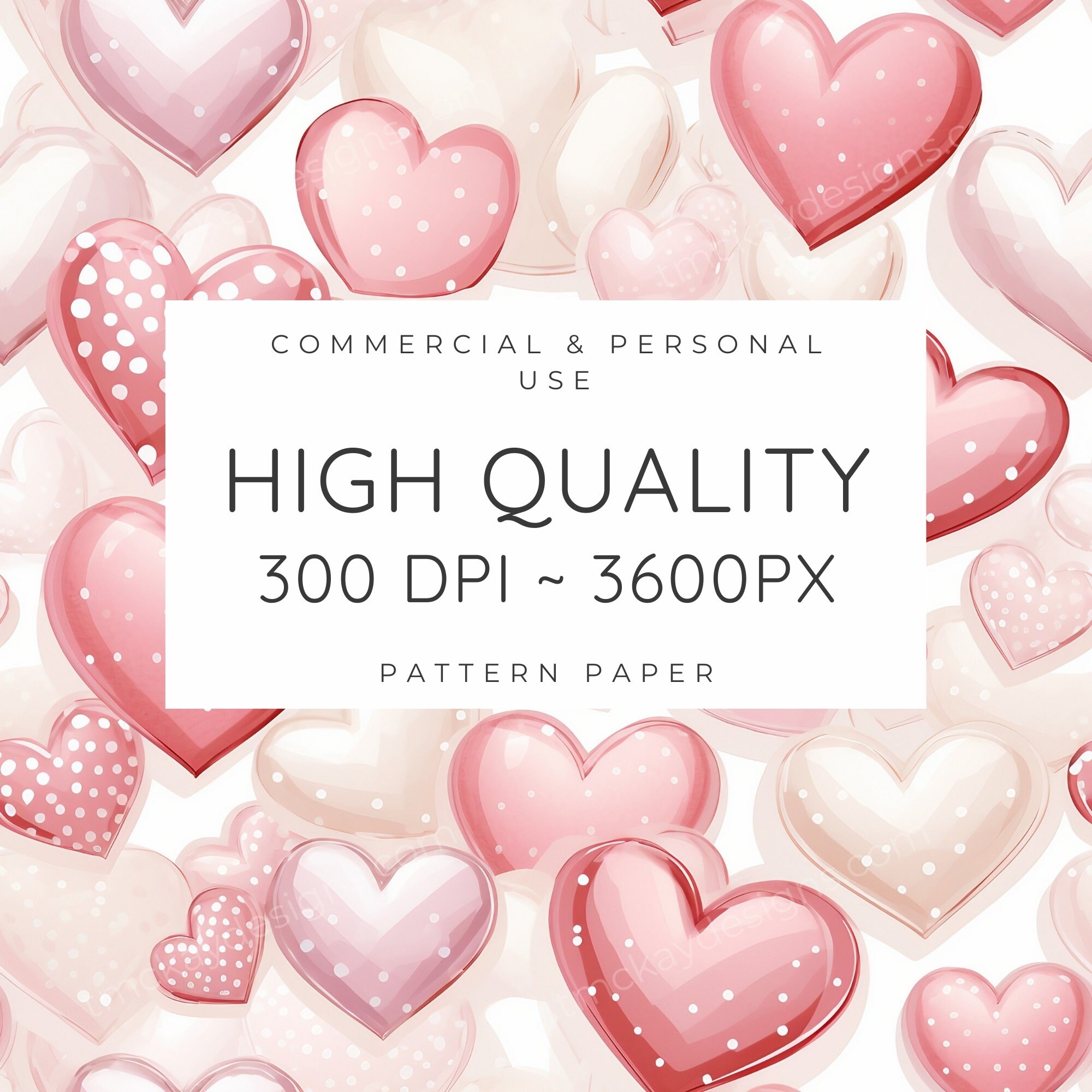 Pink Heart Digital Paper, Commercial Use, Love Digital Paper, Scrapbook ...