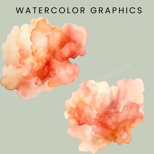 Peach Watercolor Color Splash Clipart, Peach Alcohol Ink Clipart ...