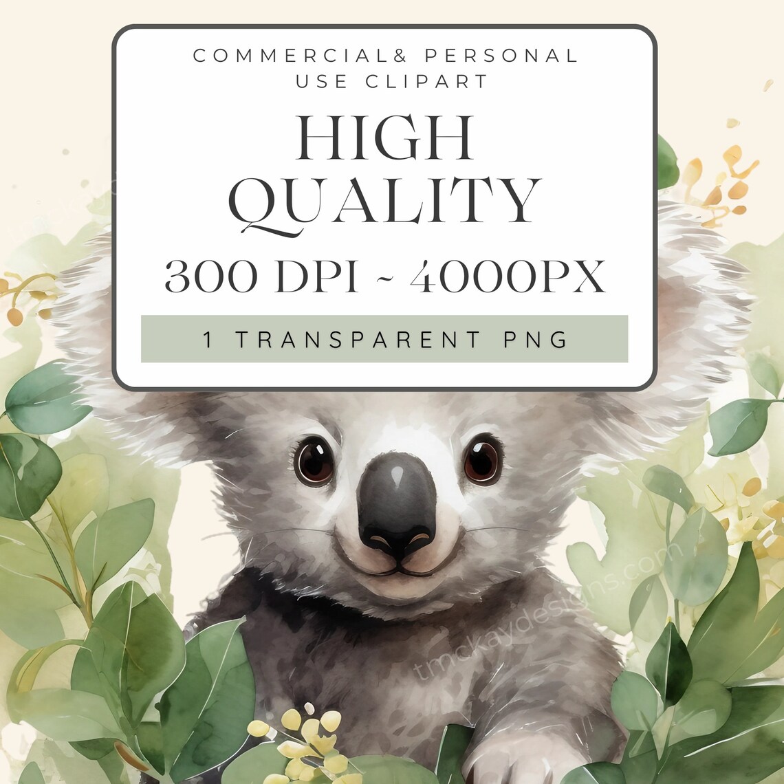 Baby Koala Clipart, Watercolor Koala Clipart, Koala PNG, Nursery ...