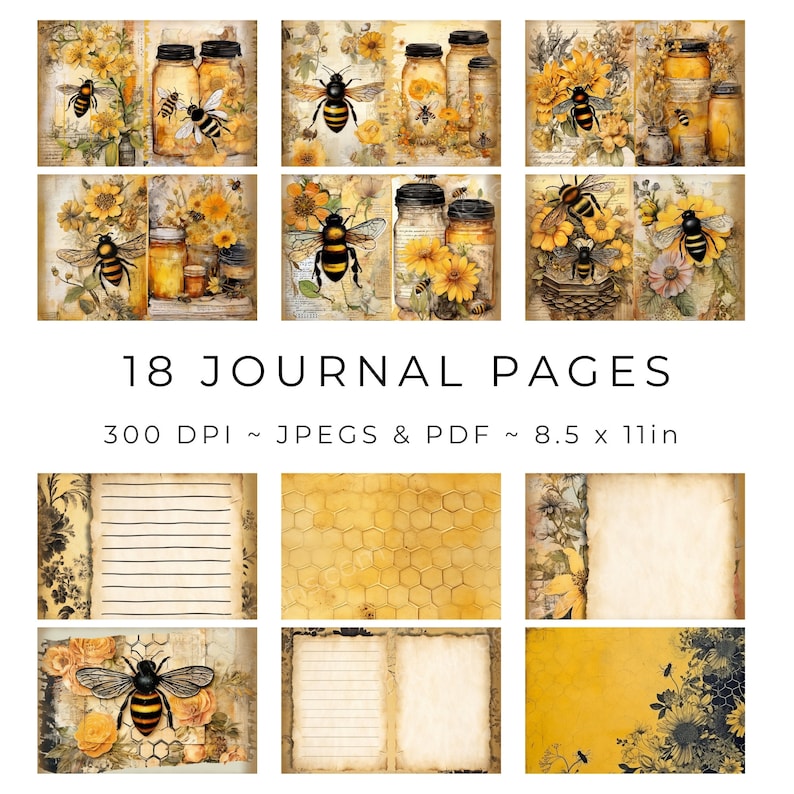 Bee Junk Journal Kit, Vintage Junk Journal, Ephemera, Junk Journal Kit ...