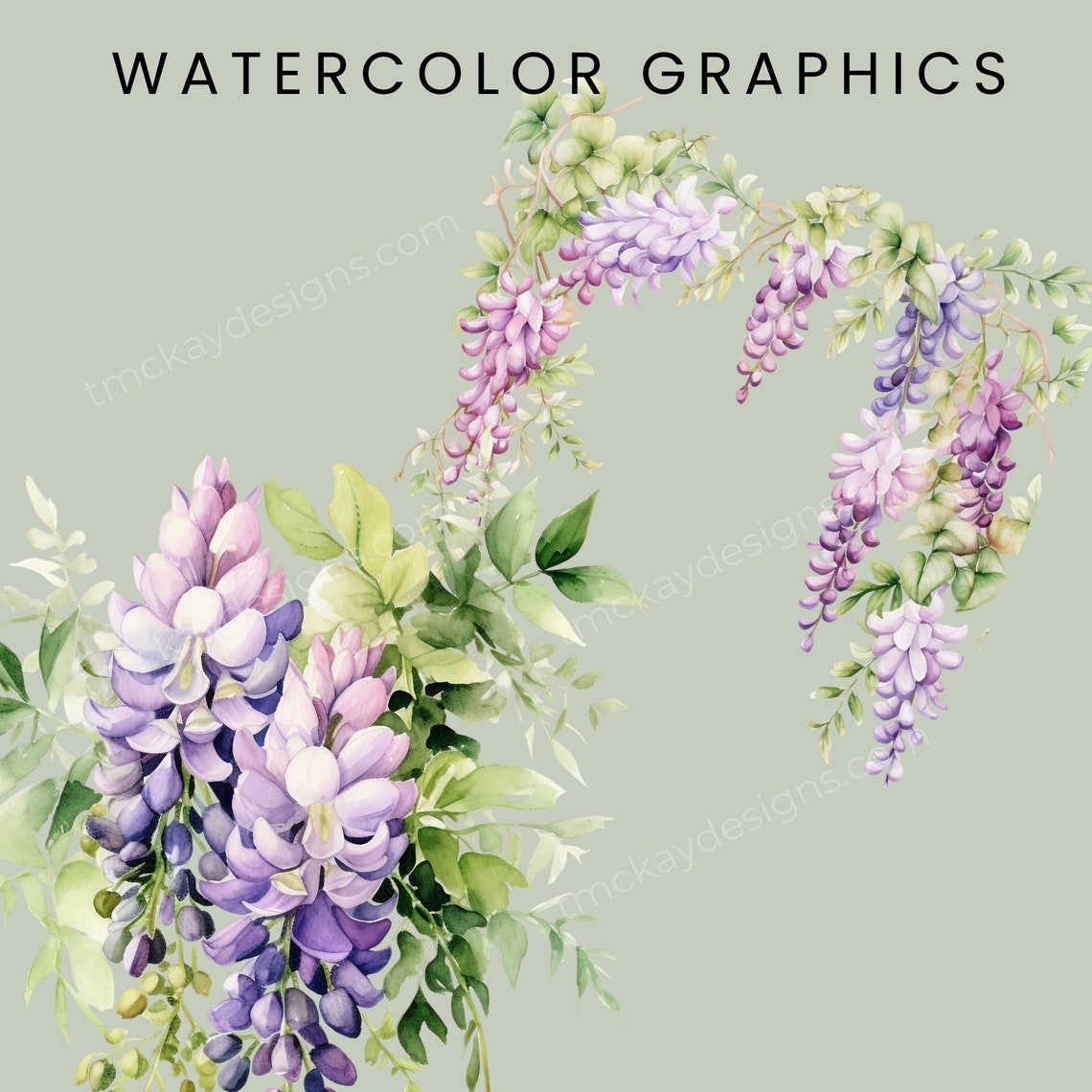 Purple Wisteria Flowers, Watercolor Wisteria Clipart, Invitation ...