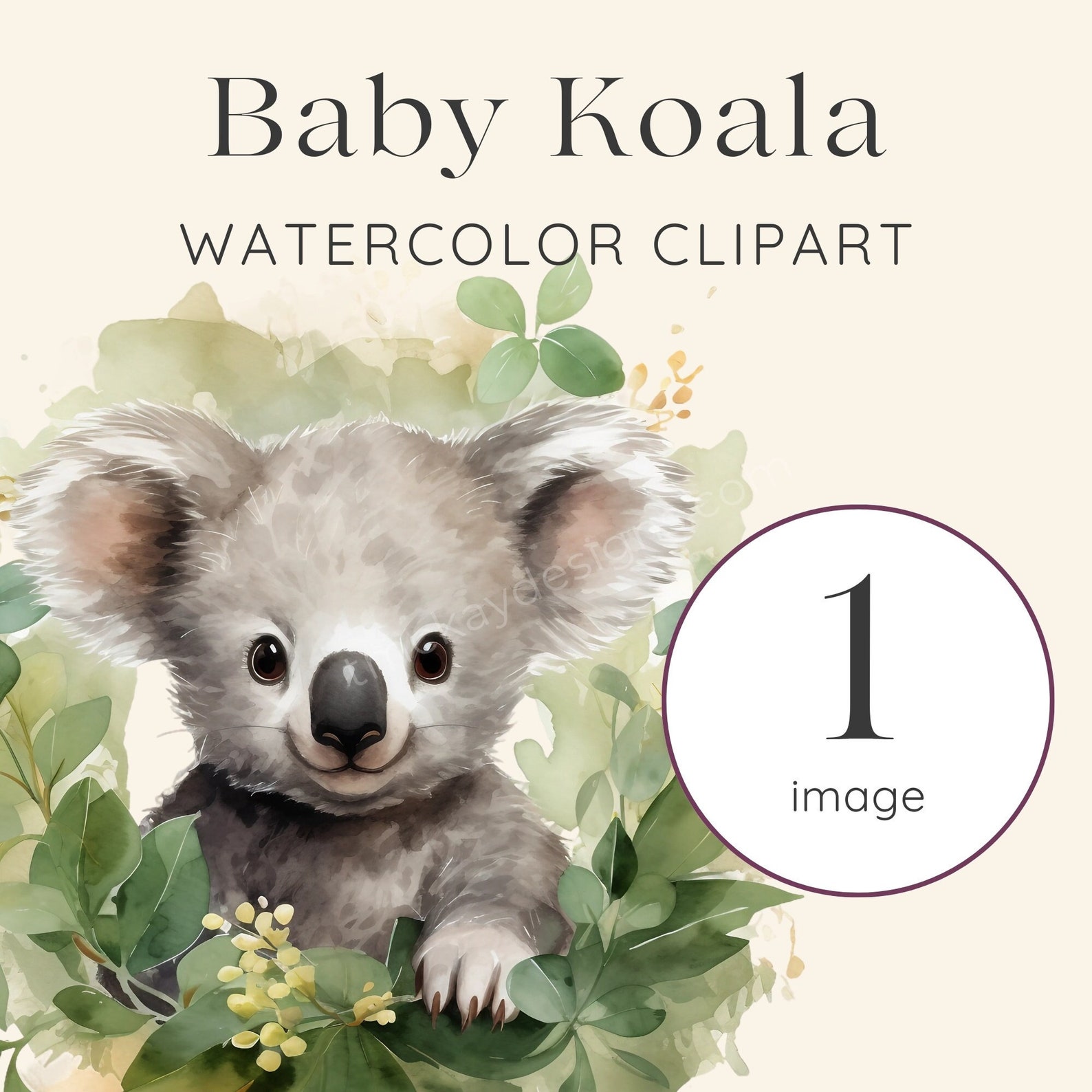 Baby Koala Clipart, Watercolor Koala Clipart, Koala PNG, Nursery ...