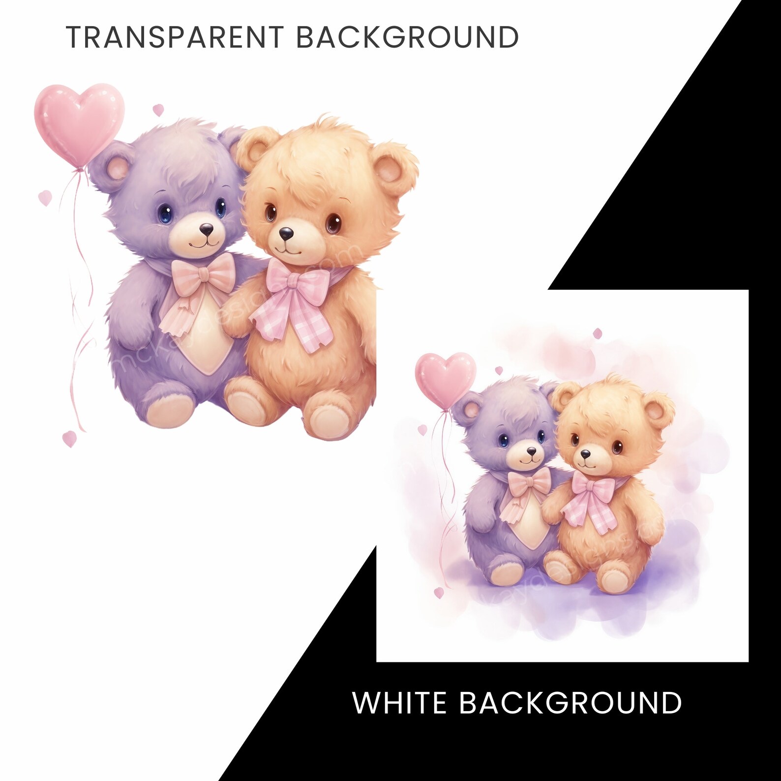 Teddy Bear Couple Clipart, Watercolor Teddy Bear Clipart, Teddy Bear ...
