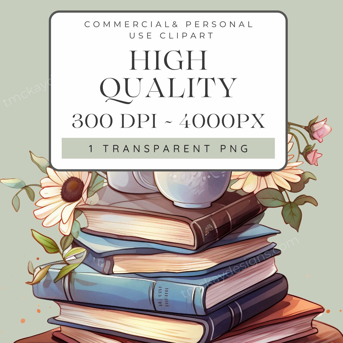 Watercolor Book Stack PNG, Literature Clipart, Coffee and Books Clipart ...