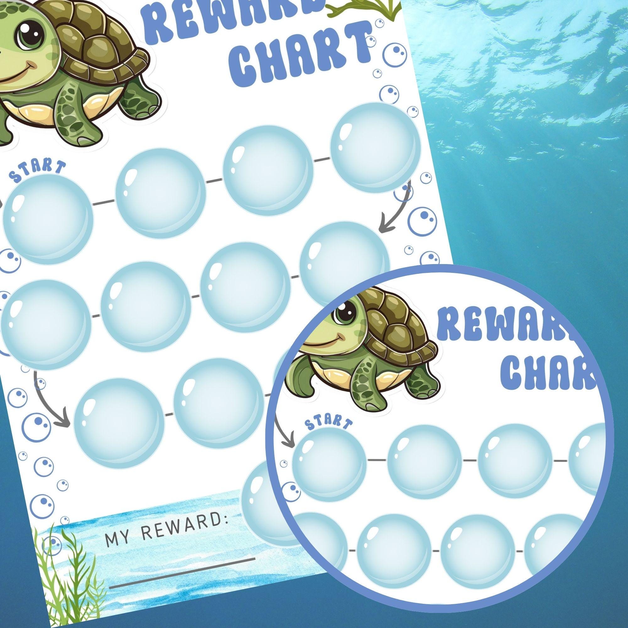 Sea Turtle Reward Chart for Kids | Printable Behavior Chart | Ocean ...