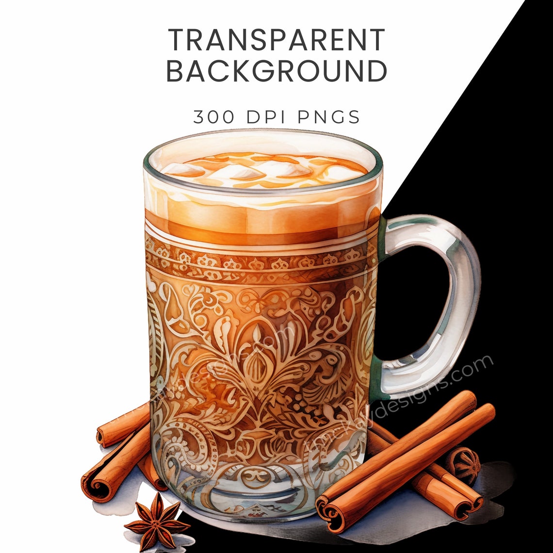 Chai Tea Clipart, Beverage Clipart, Tea Clipart, Watercolor Chai Tea ...