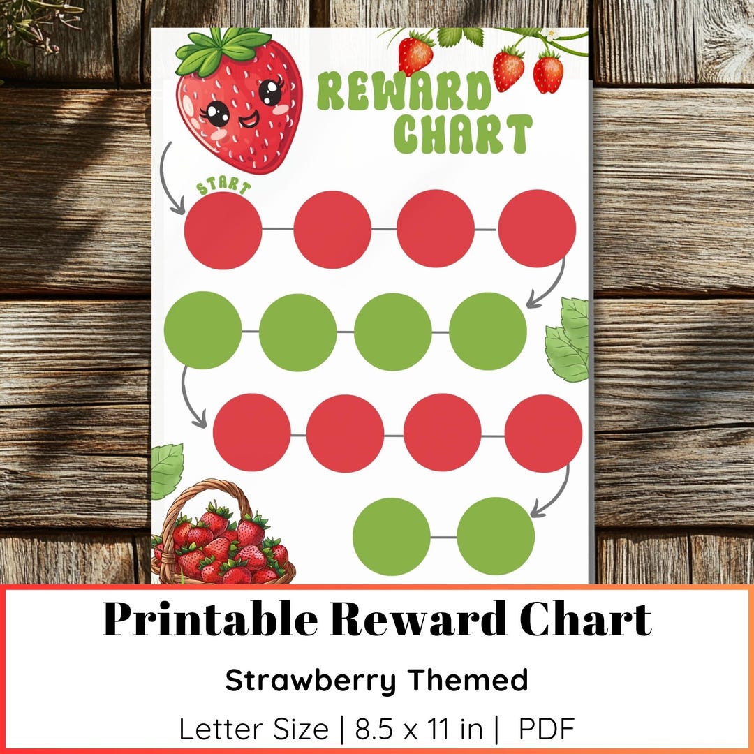Strawberry Reward Chart for Kids | Printable Behavior Chart | Chore ...
