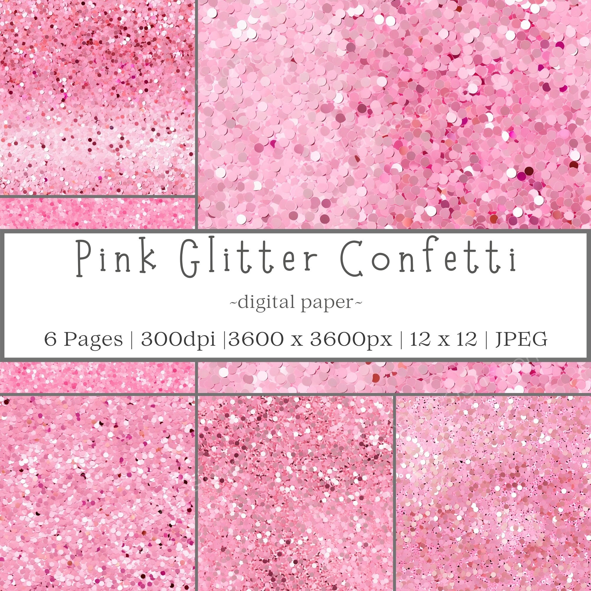 Pink Glitter Digital Paper Pack, Scrapbook Paper, Pink Sparkles ...