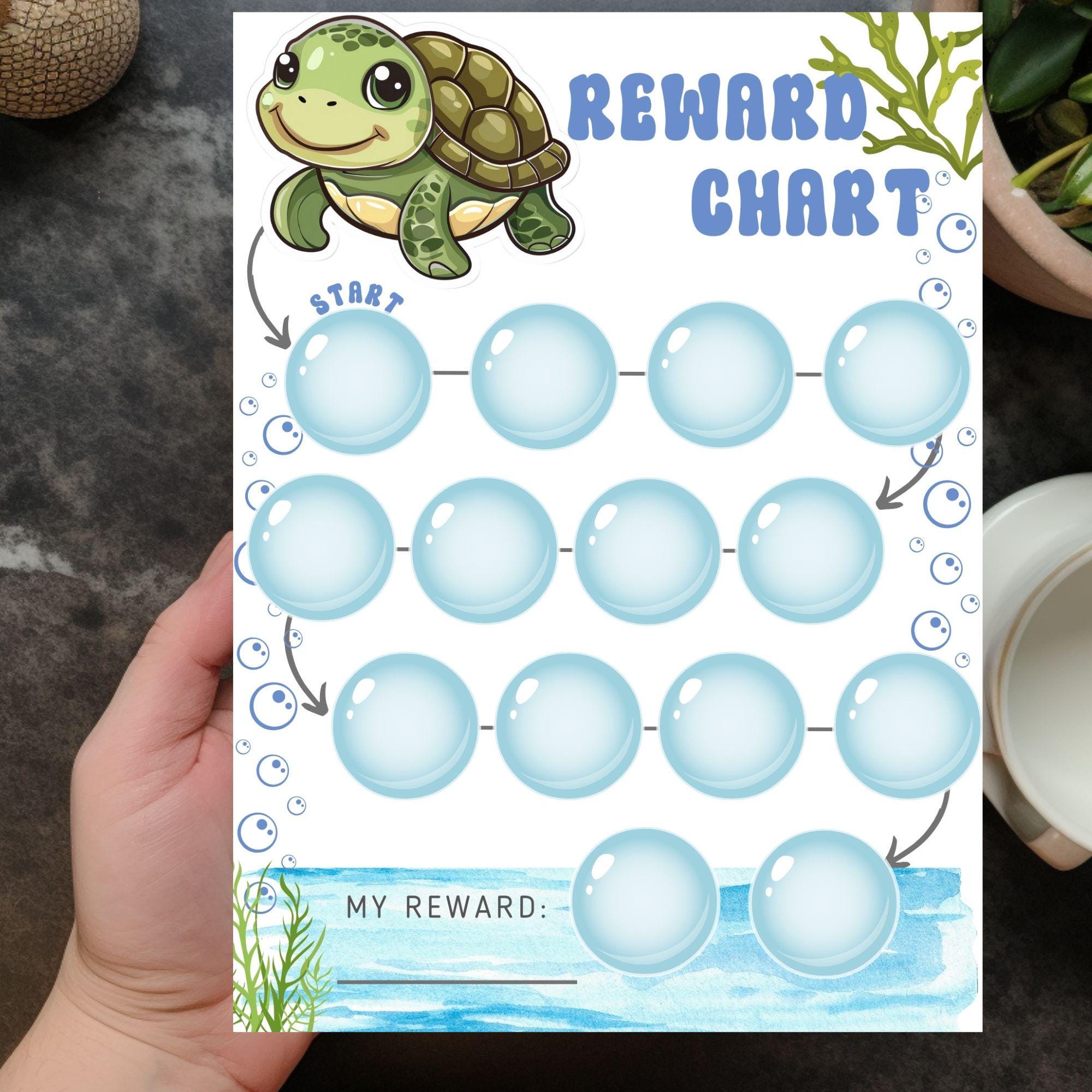 Sea Turtle Reward Chart for Kids | Printable Behavior Chart | Ocean ...