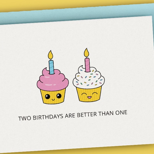 Two Birthdays Are Better Than One Printable Blank Joint - Etsy