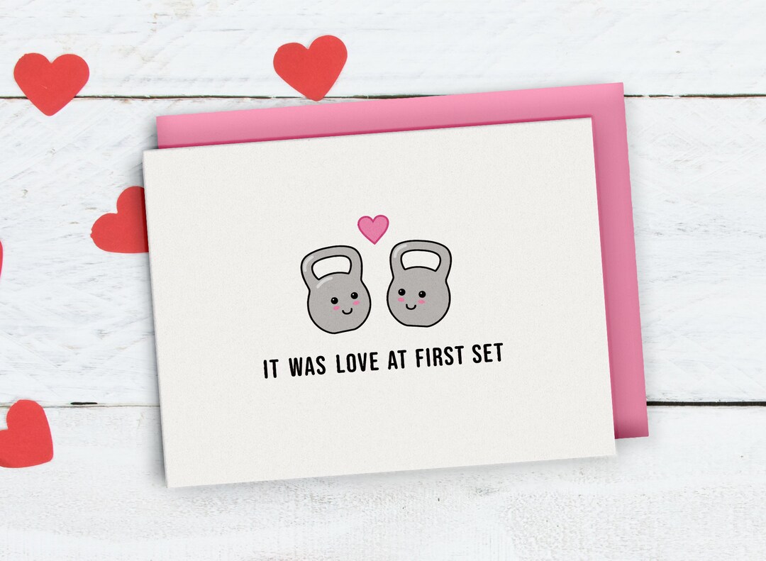 Love at First Set Fitness Valentine Birthday Anniversary Card Printable ...