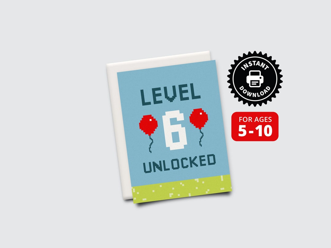 Level Unlocked Card - Ages 5 to 10 - Video Game Birthday Cards ...