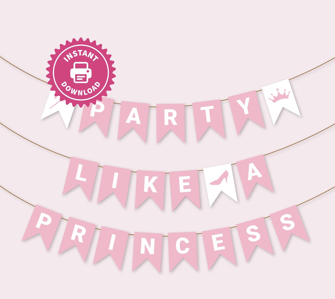 Princess PRINTABLE Party Banner - Birthdays, Bachelorettes, Bridal ...