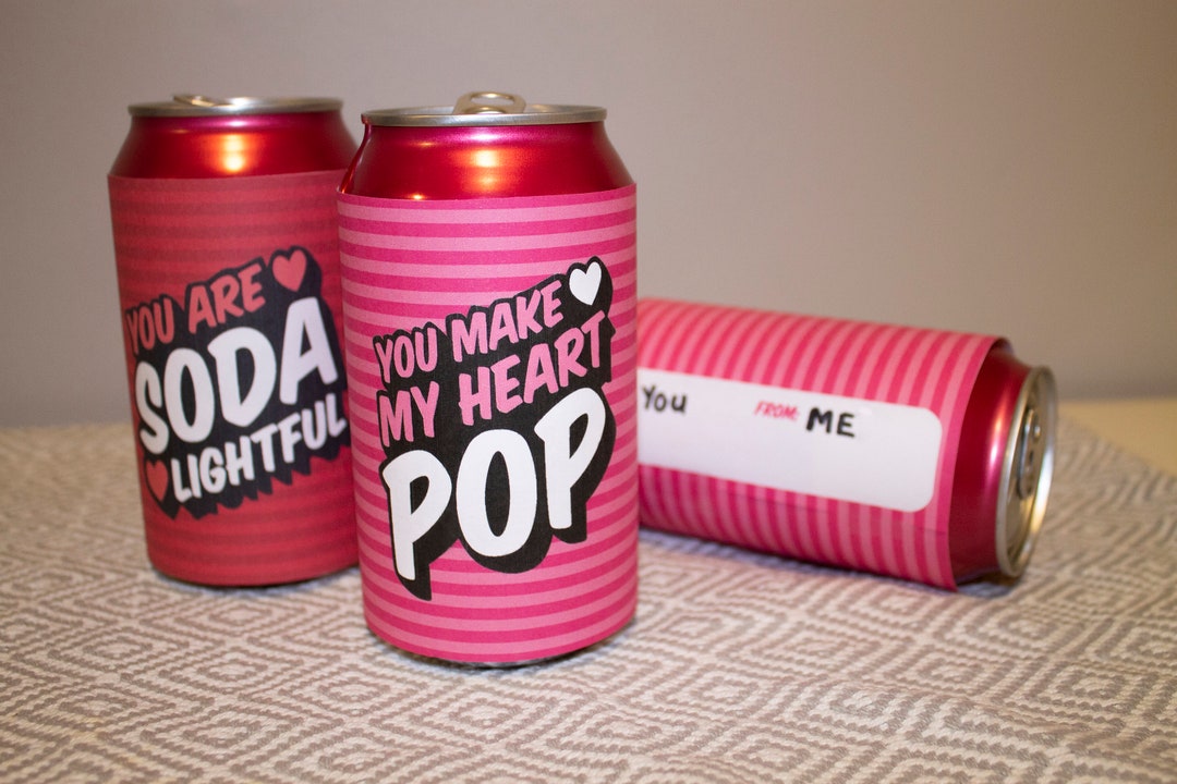 Soda Pop Can Printable Label Wraps Birthday Anniversary Valentine 2 ...
