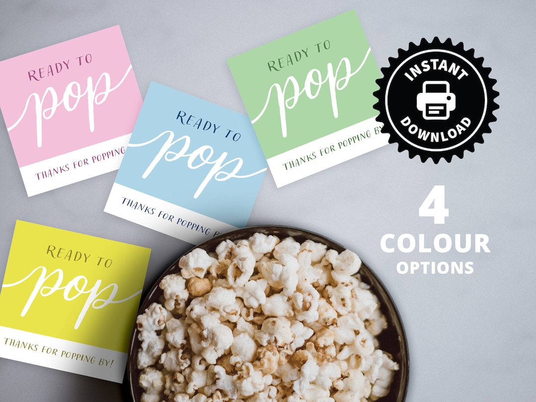 Ready to Pop - PRINTABLE Popcorn Labels - Baby Shower Favours - Etsy