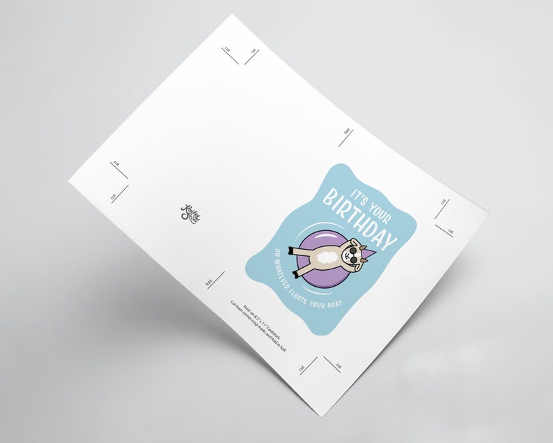 Goat PRINTABLE Birthday Card - Whatever Floats Your Goat - Blank ...