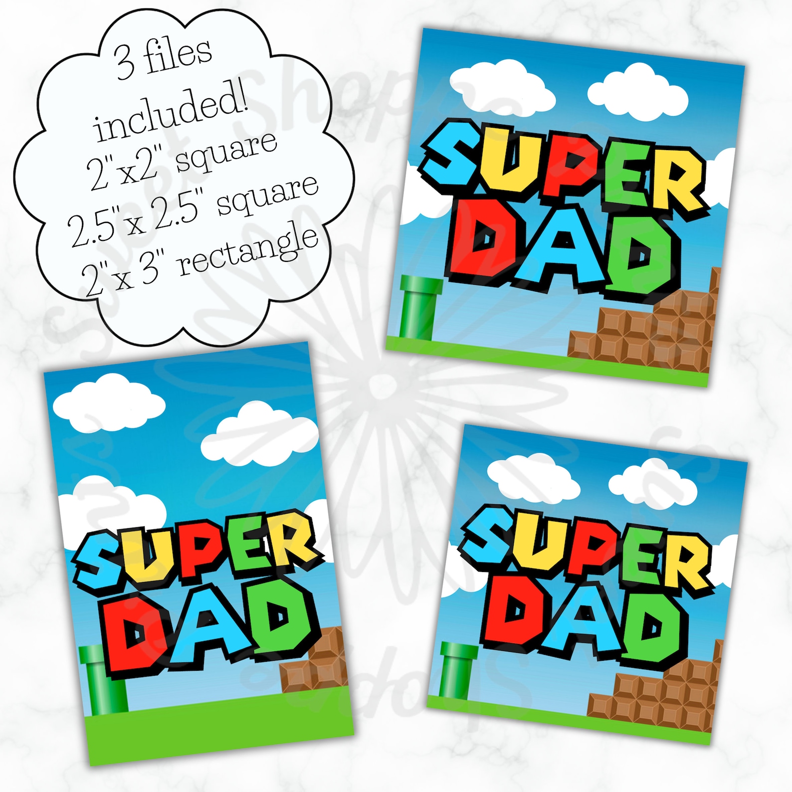 2/2.5 Square & 2x3 Rect Super Dad Tag Instant Download - Etsy