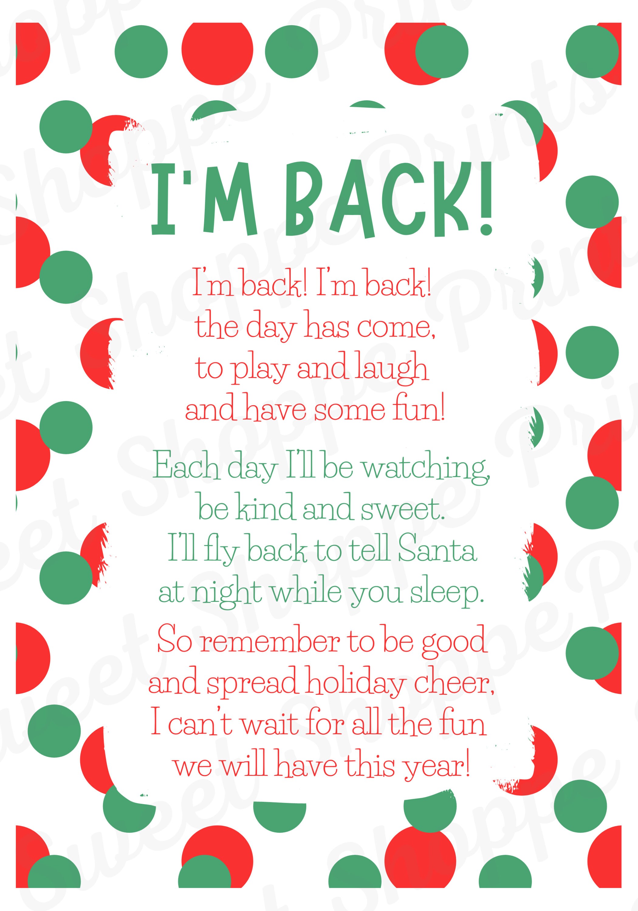 I'm Back! Elf Letter - Etsy