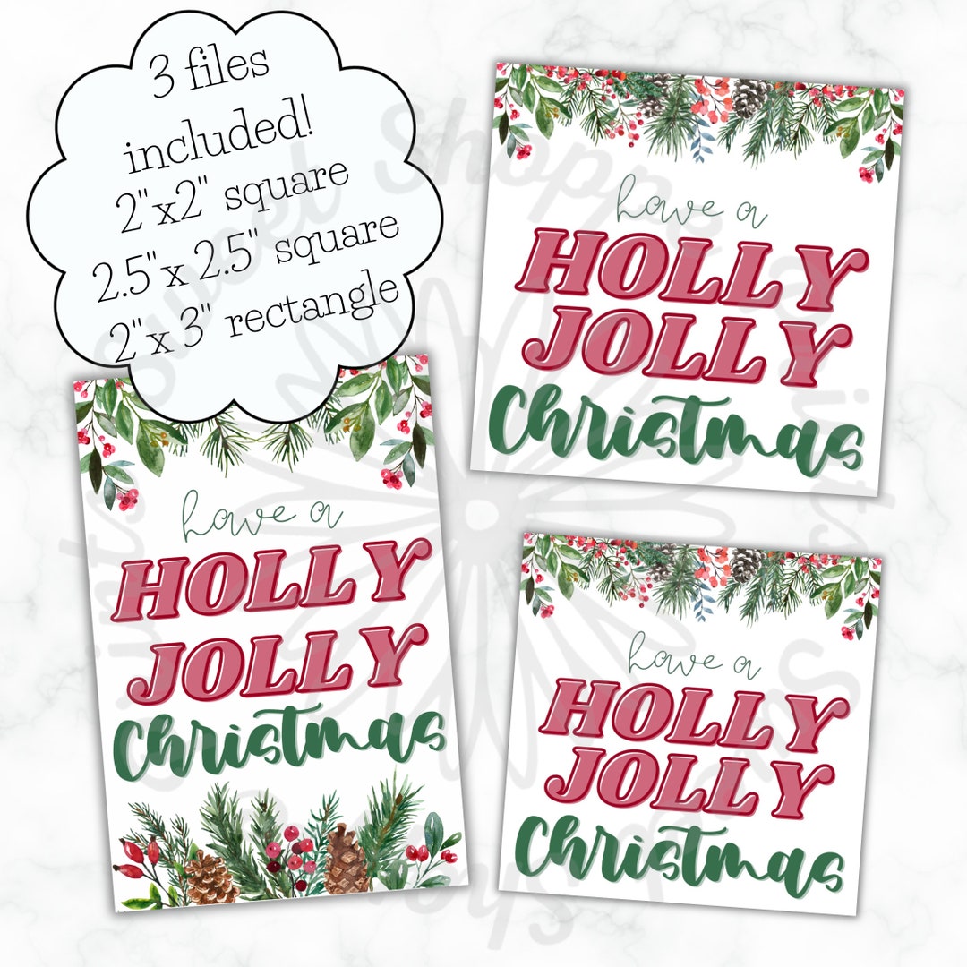 Holly Jolly Christmas Printable Gift Tag - Etsy